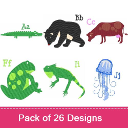 Animal Alphabet Embroidery design pack by 1Z Embroidery, Embroidery ...