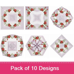 Roses Enticement Quilt Embroidery design pack by Ace Points, Embroidery ...