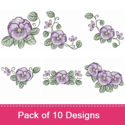 Rippled Pansies Embroidery design pack by Ace Points, Embroidery Packs ...