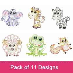 Rippled Baby Animals 2 Embroidery design pack by Ace Points, Embroidery ...