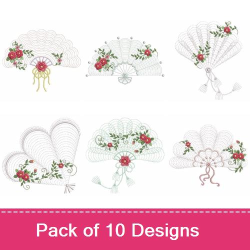 Rippled Rose Fans Embroidery design pack by Ace Points, Embroidery ...