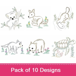 Vintage Australian Animals Embroidery design pack by Ace Points ...
