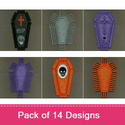3D FSL Halloween Coffin Box Embroidery design pack by Ace Points ...