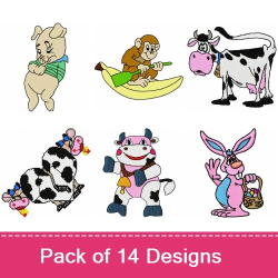 Animals Being Silly Embroidery design pack by Ann The Gran, Embroidery ...