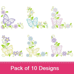 Butterfly Corners Embroidery design pack by Artsy Knots, Embroidery ...
