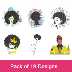 Black Women Embroidery design pack by Artsy Knots, Embroidery Packs on ...