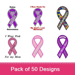 Disease Awareness Ribbons Embroidery design pack by Bella Mia Designs ...