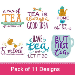 Time for Tea Embroidery design pack by Bella Mia Designs, Embroidery ...