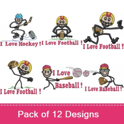 Stick Figure Athletes Embroidery design pack by Busybodies, Embroidery ...