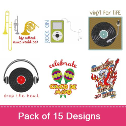 Lets Make Some Music Embroidery design pack by Concord Collections ...