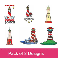 Nautical Lighthouses Embroidery design pack by Concord Collections ...
