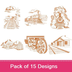 Train Scenes - Light Stitch Embroidery design pack by Dakota ...