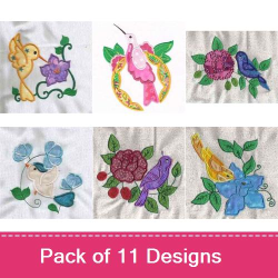 Applique Birds & Flowers Embroidery design pack by Daydream Designs ...