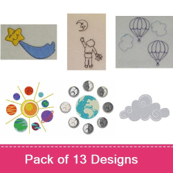 Sky Scenes & Astronomy Embroidery design pack by Embroidery Patterns ...