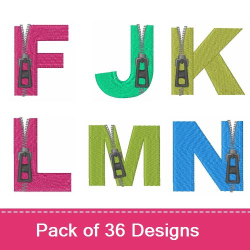 Zipper Font Embroidery design pack by Embroidery Patterns, Embroidery ...