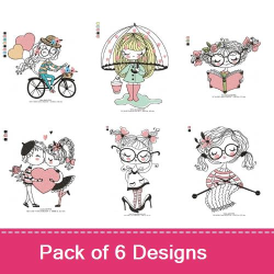 Cute Girl Embroidery design pack by Field Of Stitches ...