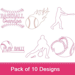 Grand Slam Baseball Redwork Embroidery design pack by Grand Slam ...