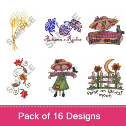 Happy Harvest Embroidery design pack by Great Notions, Embroidery Packs ...