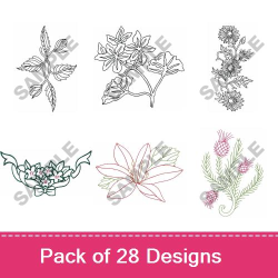 Floral Outlines Embroidery design pack by Great Notions, Embroidery ...