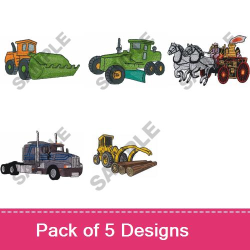 Occupational Vehicles At Work Embroidery design pack by Great Notions ...