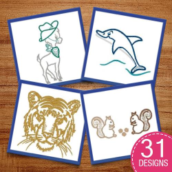 Animal Outlines Embroidery design pack by Heavenly Designs, Embroidery ...