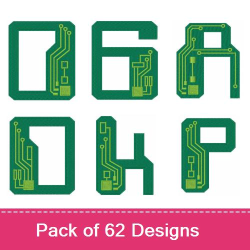 Computer Chip Font Embroidery design pack by Hopscotch, Embroidery ...