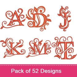 Elegant Monogram Font 2 sizes Embroidery design pack by Kinship ...