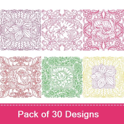 Flower Block Pack Embroidery design pack by Kinship Kreations ...