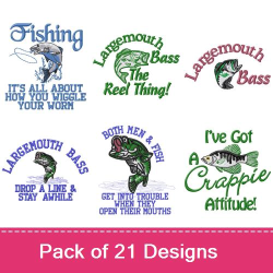 Get Fishing! Embroidery design pack by MA Designs, Embroidery Packs on ...