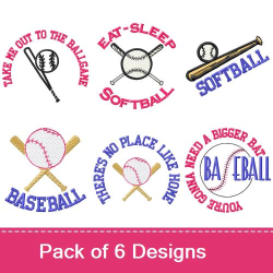 Baseball & Softball Designs Embroidery design pack by MA Designs ...
