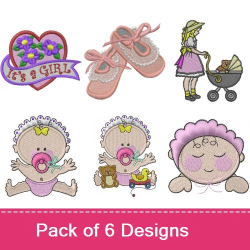 Adorable Baby Girls Embroidery design pack by Machine Embroidery ...