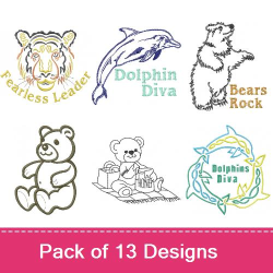 Animal Outlines Embroidery design pack by Machine Embroidery Designs ...