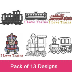 Locomotive Engines Embroidery design pack by Machine Embroidery Designs ...