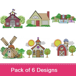 Realistic Buildings Embroidery design pack by Machine Embroidery ...