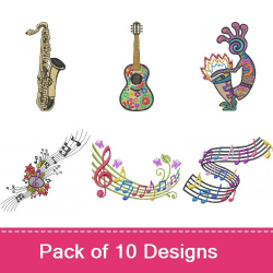 Musical Instruments Embroidery design pack by Machine Embroidery ...