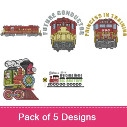Locomotive Trains Embroidery design pack by Machine Embroidery Designs ...