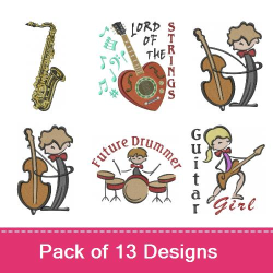 Musical Instruments Embroidery design pack by Machine Embroidery ...