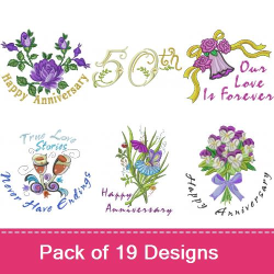 Happy Anniversary! Embroidery design pack by Machine Embroidery Designs ...