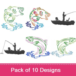 Fishing Embroidery design pack by Machine Embroidery Designs ...