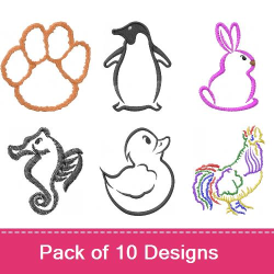 Animal Outlines Embroidery design pack by Machine Embroidery Designs ...