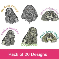 Cocker Spaniels Embroidery design pack by Machine Embroidery Designs ...