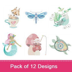 Ripple Animals and Mermaids Pack Embroidery design pack by Mira ...