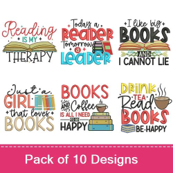 Books Embroidery design pack by Mira Embroidery | EmbroideryDesigns.com