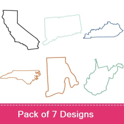 State Outlines Embroidery design pack by Moxie Embroidery, Embroidery ...