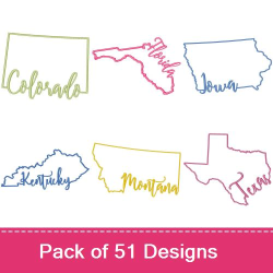 US State Names Embroidery design pack by Moxie Embroidery, Embroidery ...