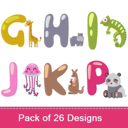 Animal Alphabet Embroidery design pack by Moxie Embroidery, Embroidery ...