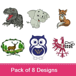 Wild Animals Embroidery design pack by Needle Noodle Embroidery ...