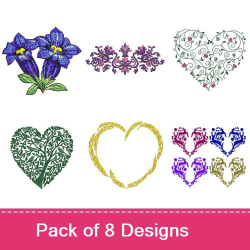 Hearts And Floral Embroidery design pack by Needle Noodle Embroidery ...