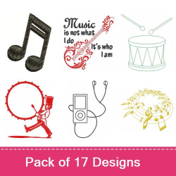 Listen To The Music Embroidery design pack by Satin Stitch, Embroidery ...