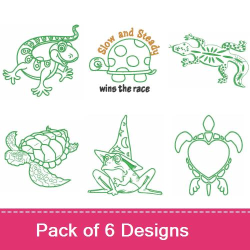 Reptile & Amphibian Outlines Embroidery design pack by Satin Stitch ...